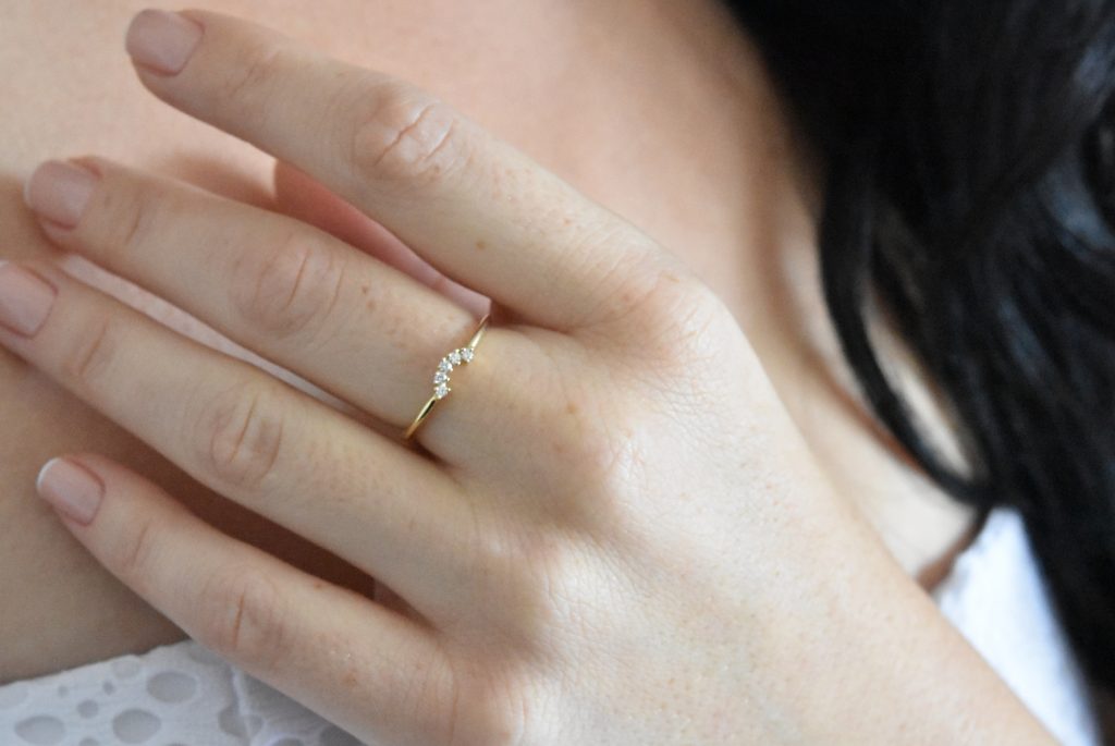 Nesting Diamond Wedding Ring - nature shiny