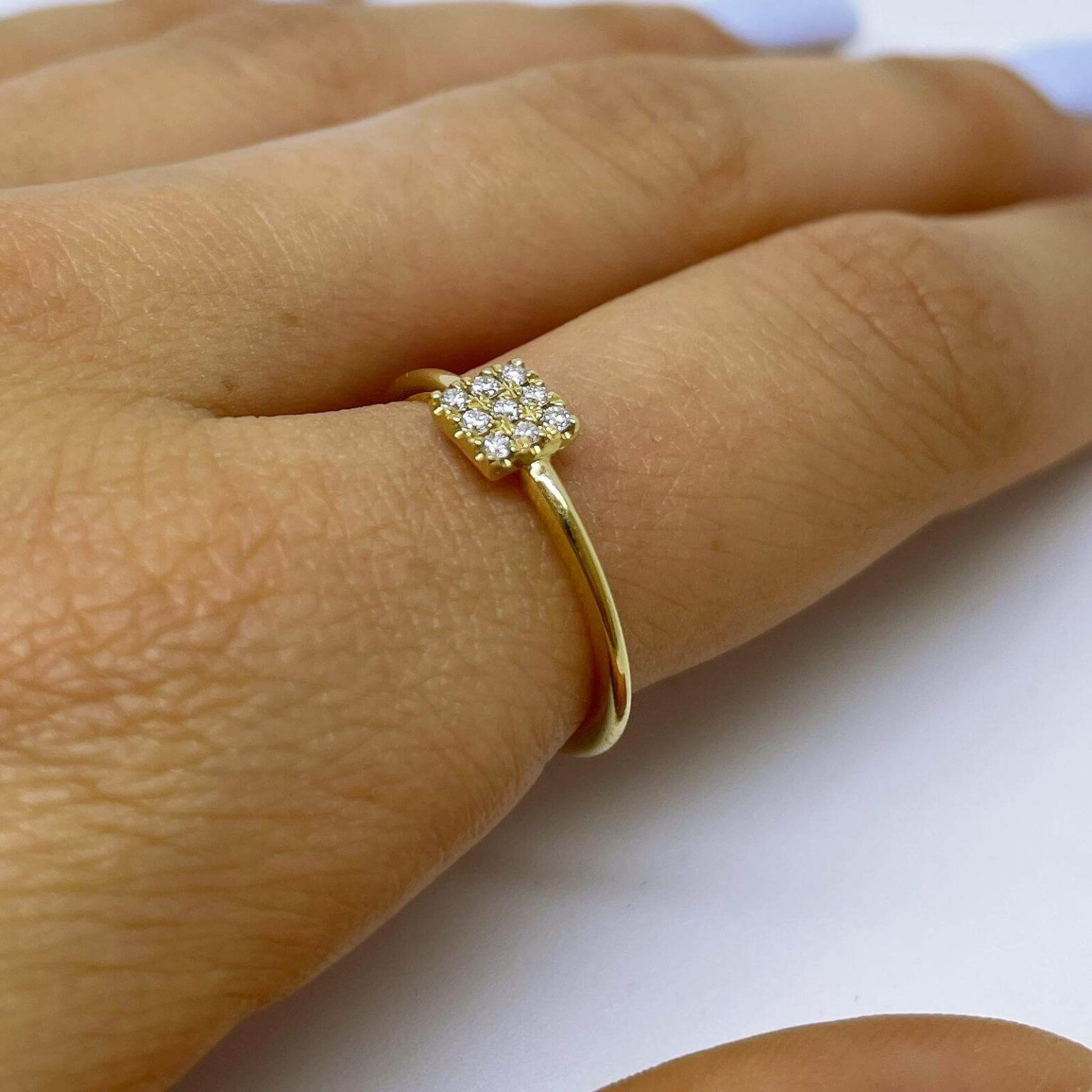 Square Pave Diamond Ring - nature shiny