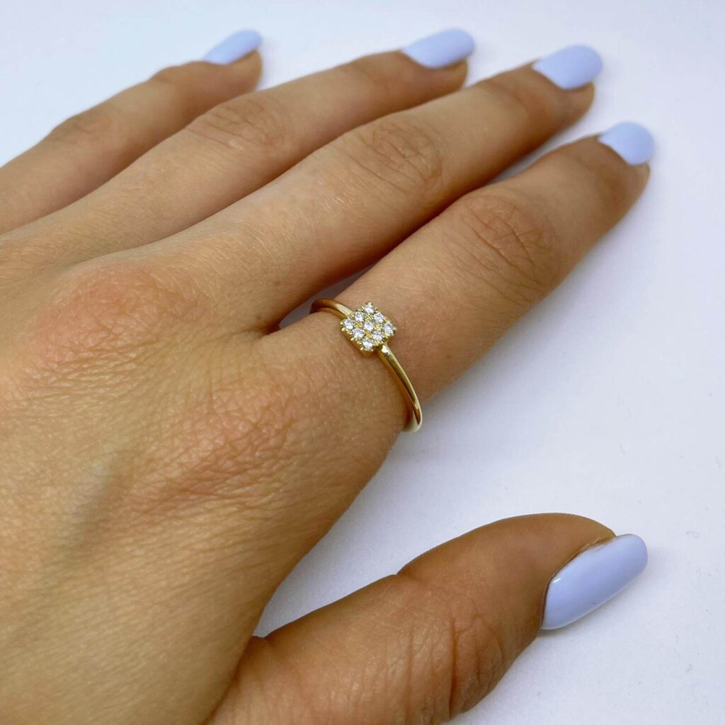 Square Pave Diamond Ring - nature shiny