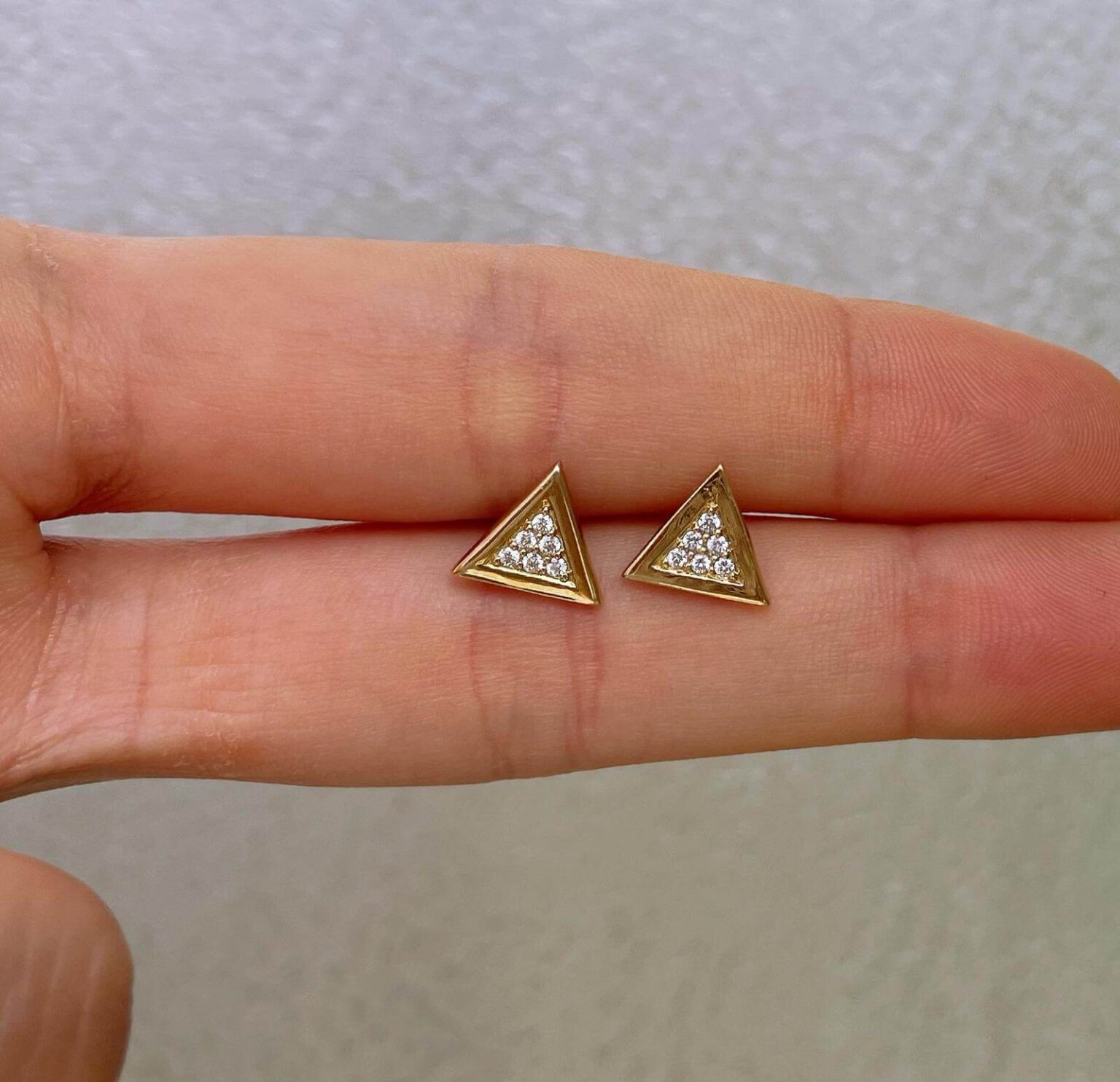 Pave Triangle Diamond Earrings - nature shiny