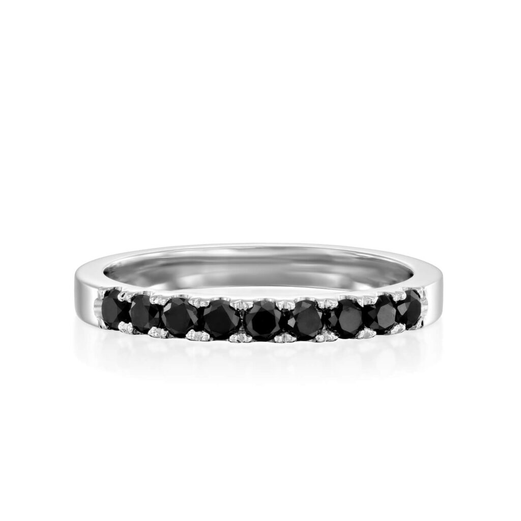 Half Eternity Black Diamond Ring - nature shiny