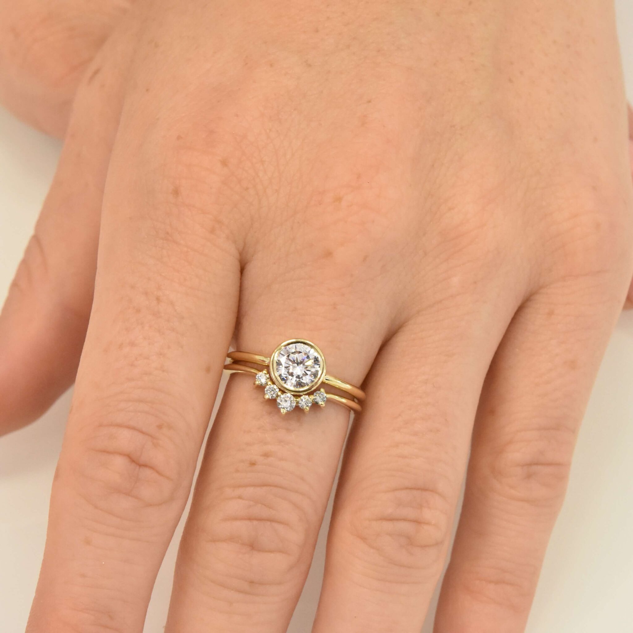 Nesting Diamond Wedding Ring - nature shiny