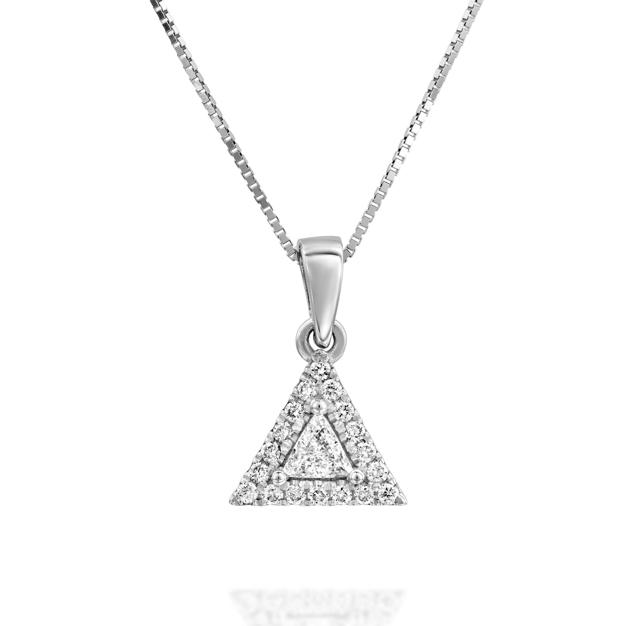 Halo Triangle Diamond Necklace - nature shiny
