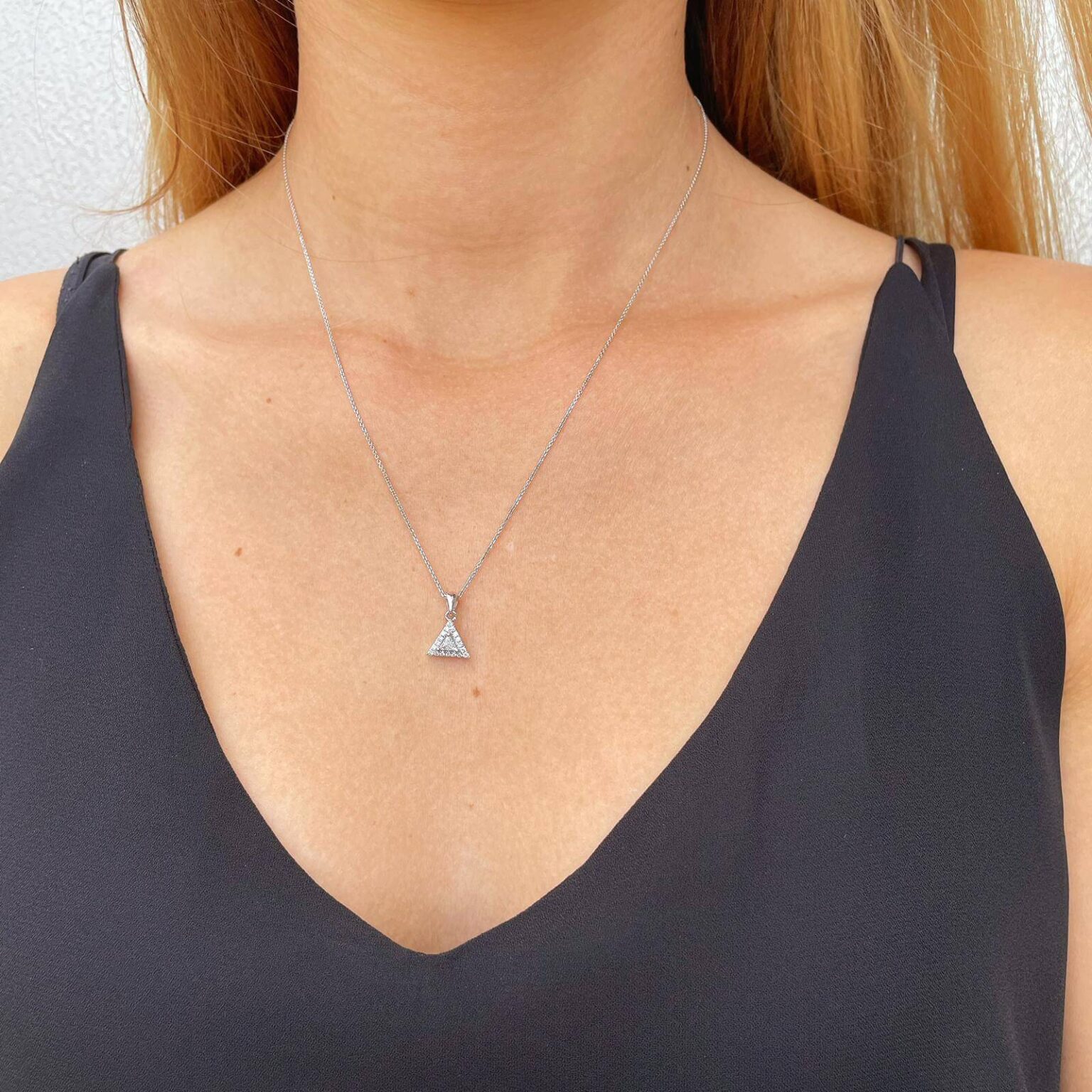 Halo Triangle Diamond Necklace - nature shiny