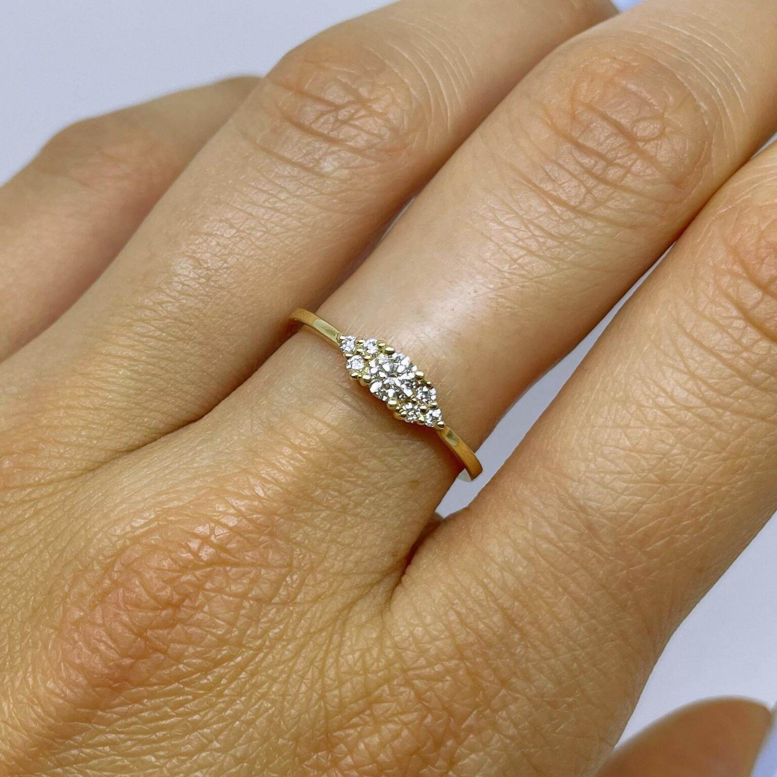 Delicate Diamond Engagement Ring - nature shiny