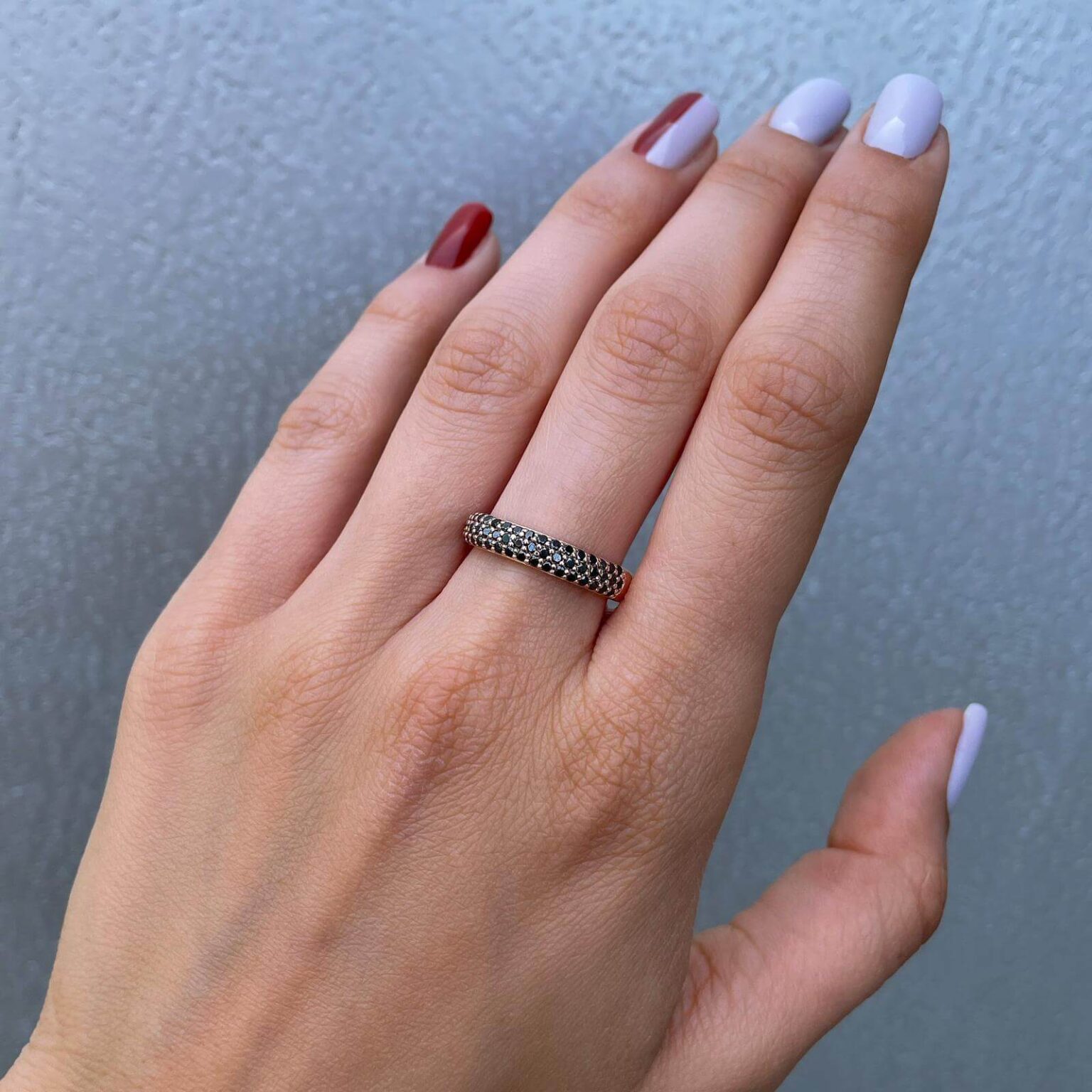 Wide And Round Black Diamond Ring - nature shiny