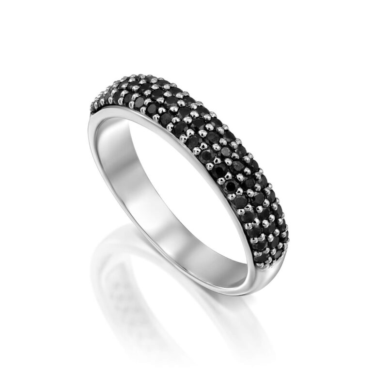 Wide And Round Black Diamond Ring - nature shiny
