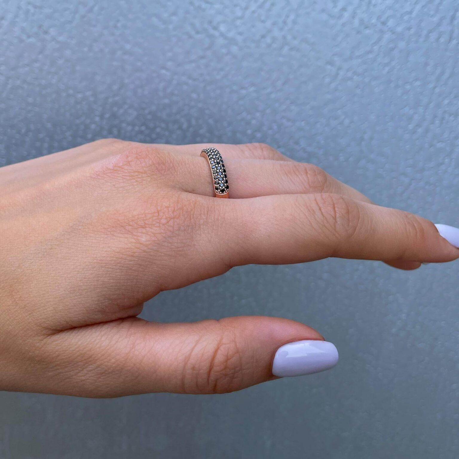 Wide And Round Black Diamond Ring - nature shiny